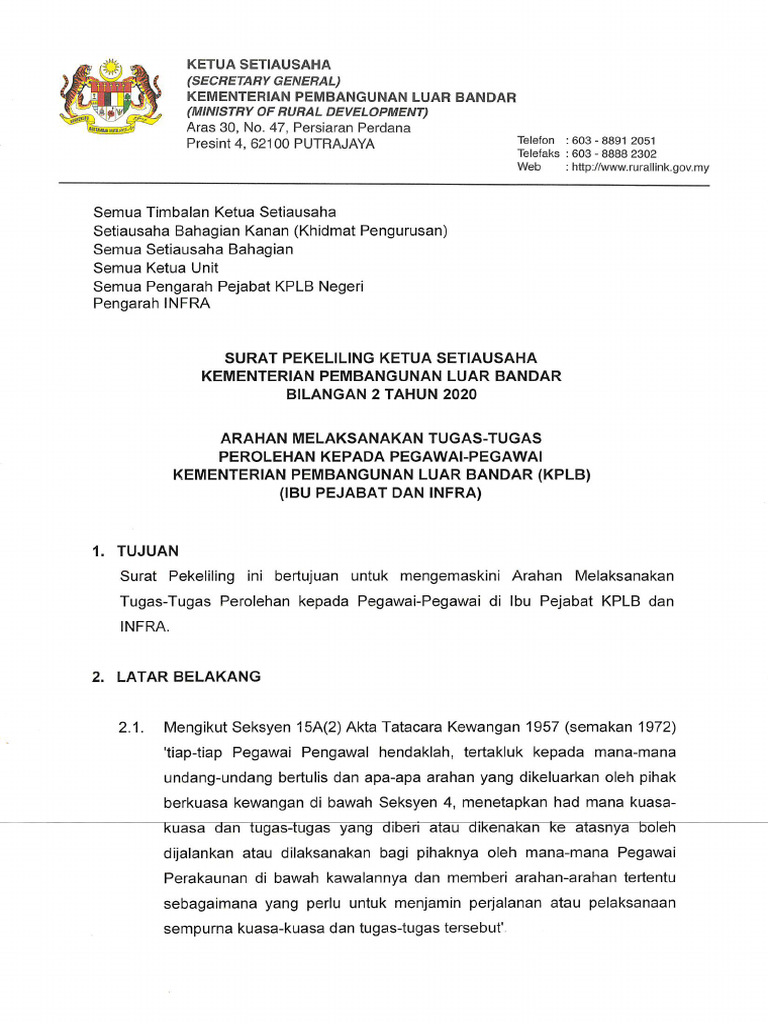 Surat Pekeliling Ksu Bil 2 THN 2020 | PDF