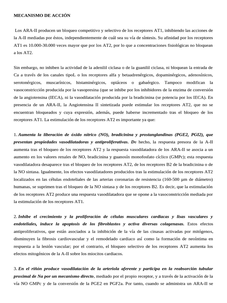 Mecanismo de Acción de ARA-II | PDF | Angiotensina | Droga anti ...