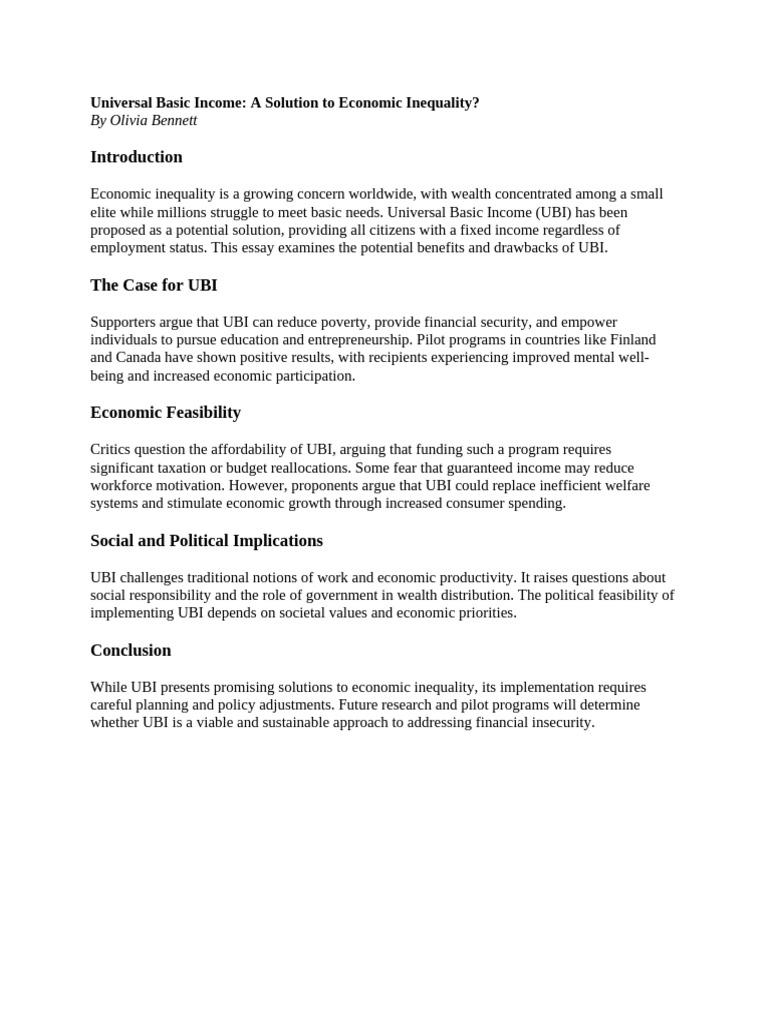 Universal Basic Income | PDF