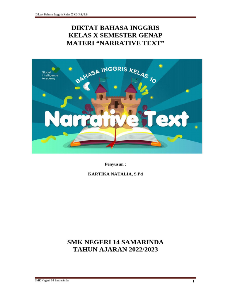Diktat Bahasa Inggris Kelas X - Narrative Text | PDF