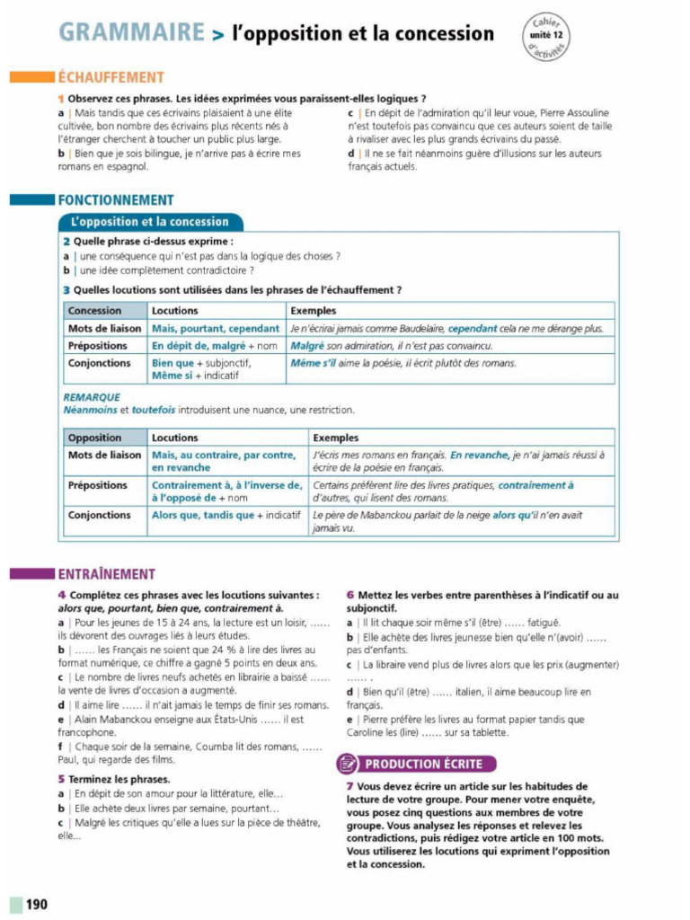 l'expression de l'opposition et de la concession total | PDF