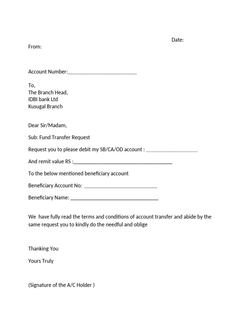 Fund Transfer Request Template | PDF