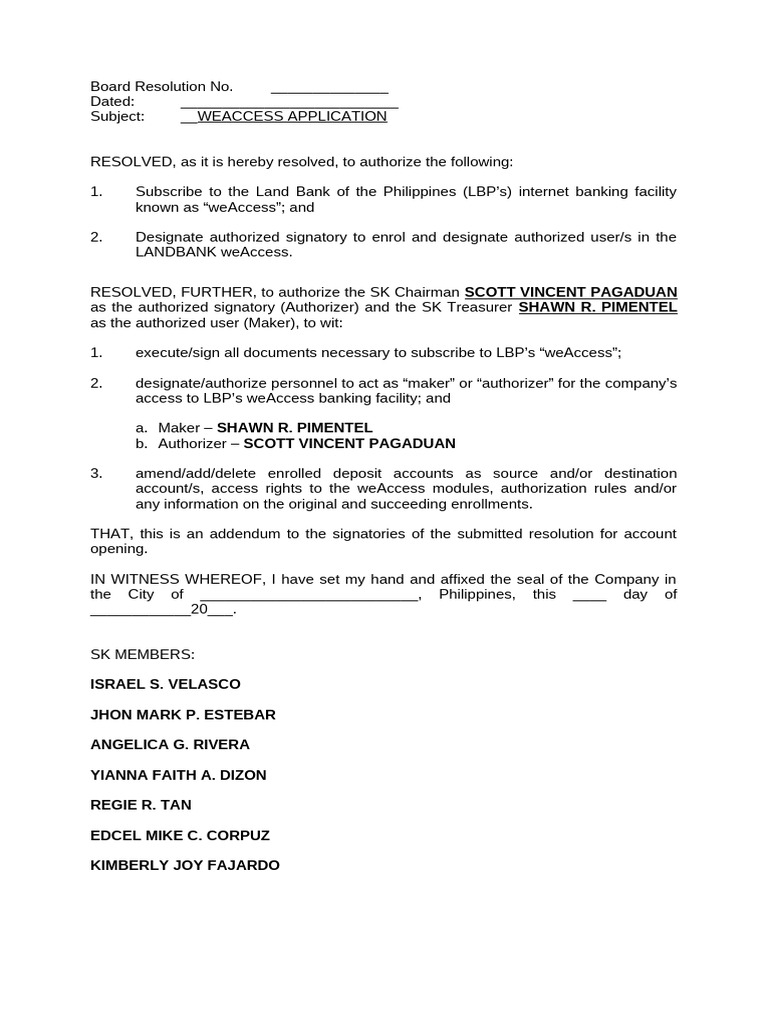 Board Resolution | PDF