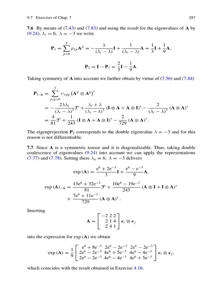 9.7 Exercises of Chap. 7 287 | PDF | Eigenvalues And Eigenvectors | Tensor