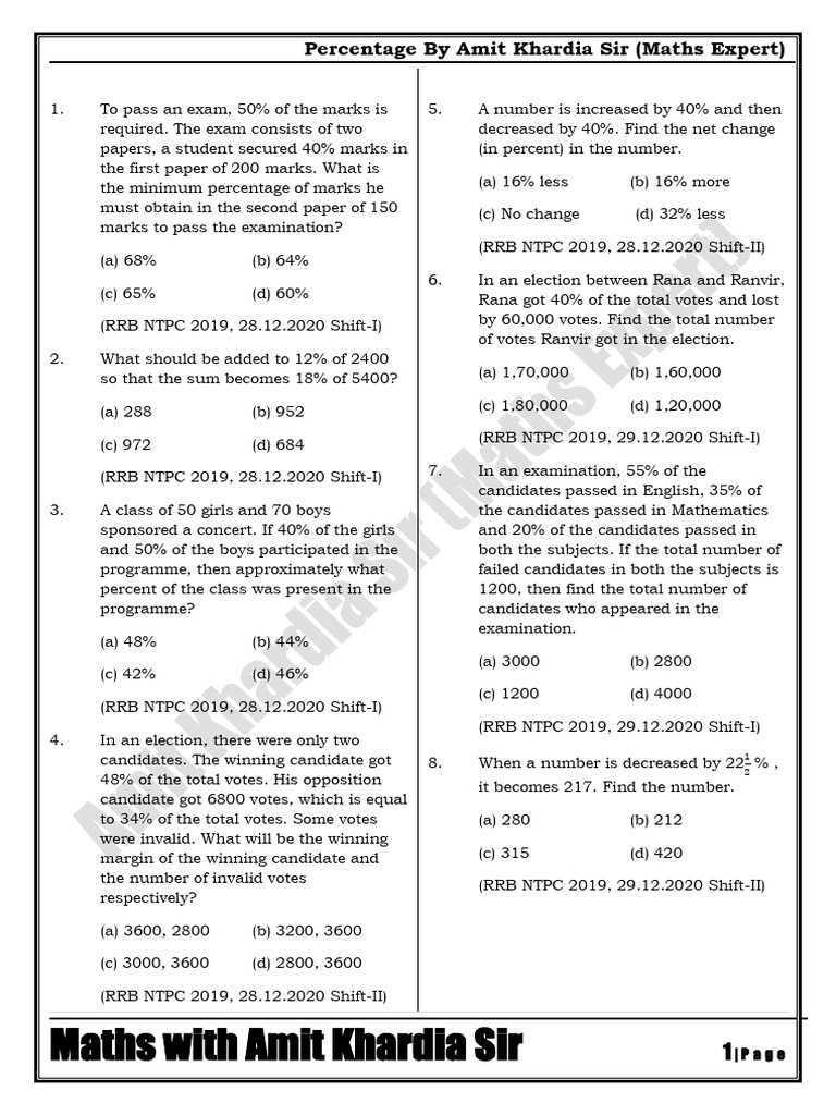 Percentage Practice Book | PDF | Percentage | Mathematics