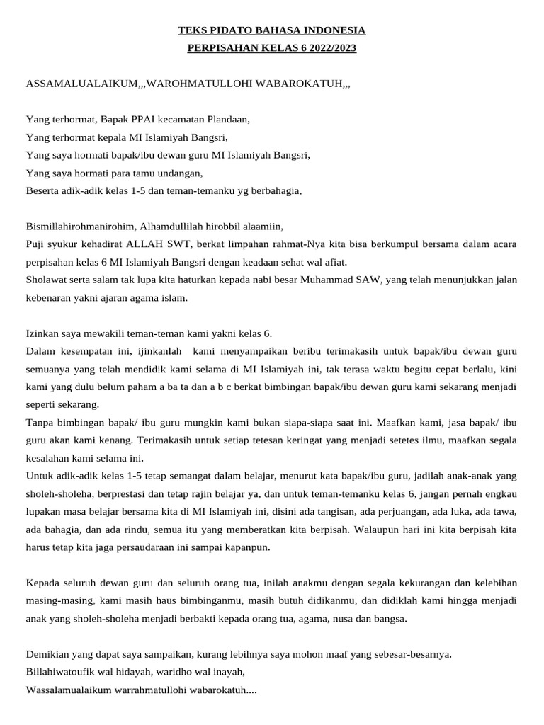 TEKS PIDATO BAHASA INDONESIA | PDF