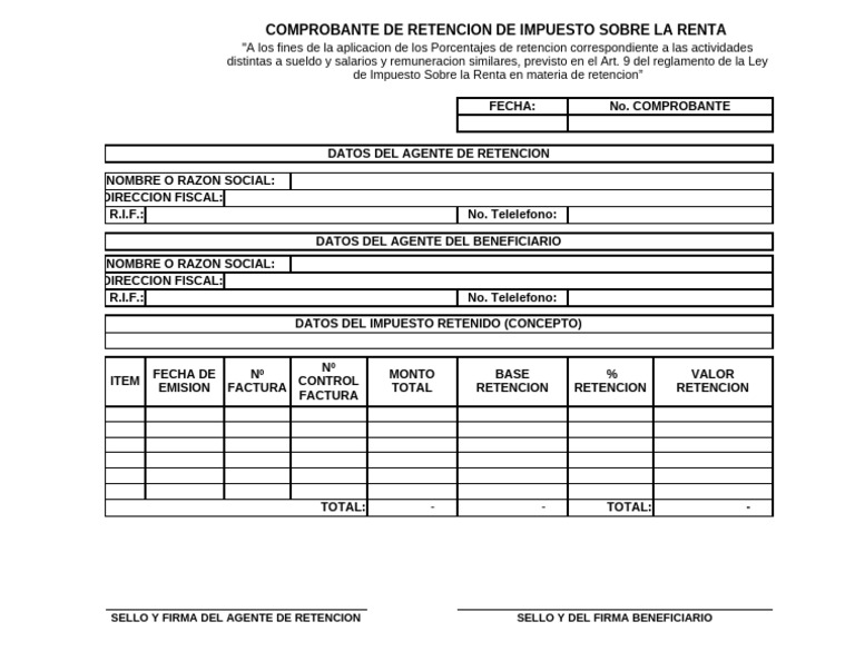 Formato de Retencion Islr | PDF