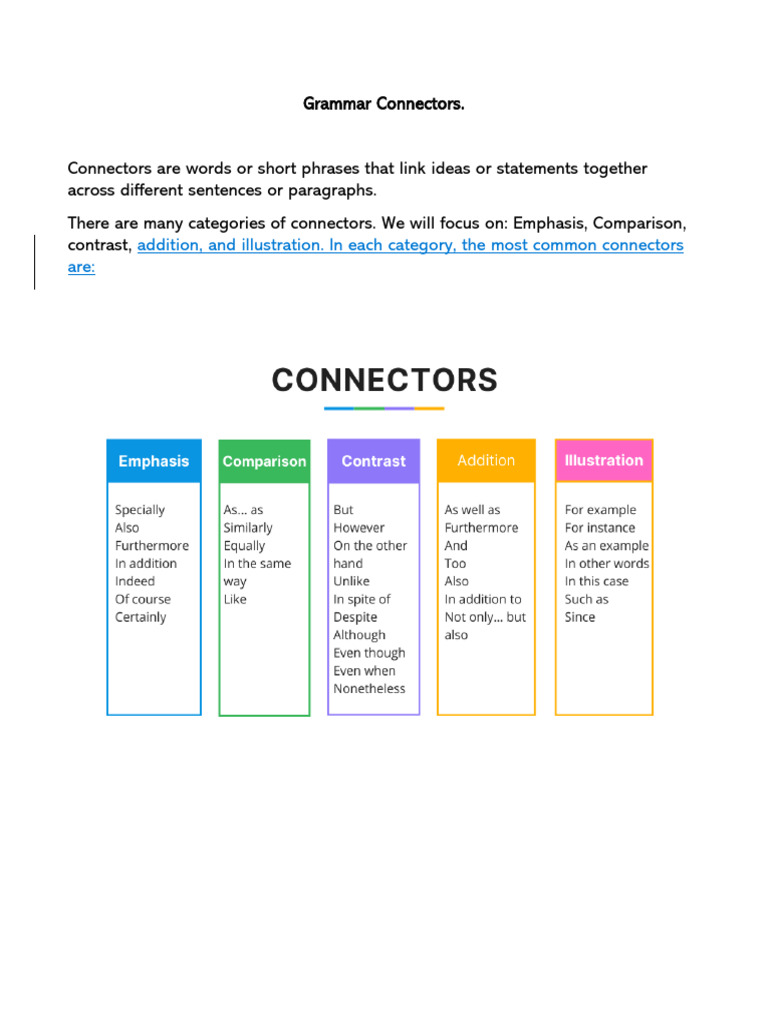 Grammar Connectors and Conditionals | PDF