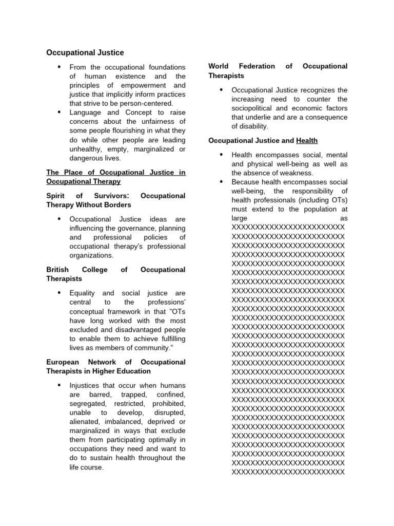 Occupational Justice | PDF | Occupational Therapy | Social Justice