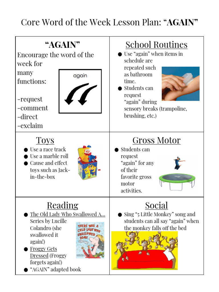 Again Weekly Lesson Plan | PDF