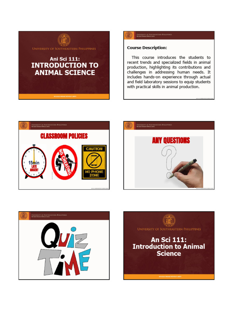 Ani Sci 111 - Introduction To Animal Science - Chapter 1 (Handout) | PDF | Cattle | Agriculture