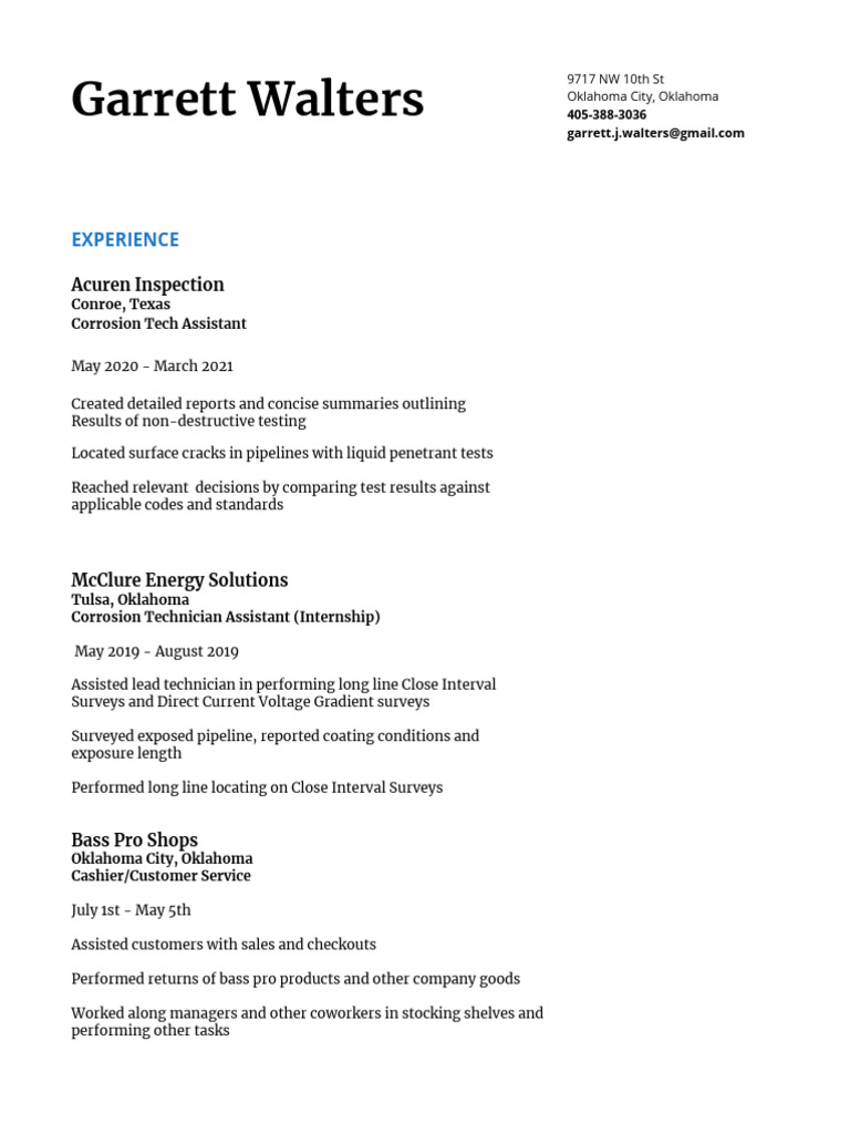 Copy of Garrett Walters Resume | PDF