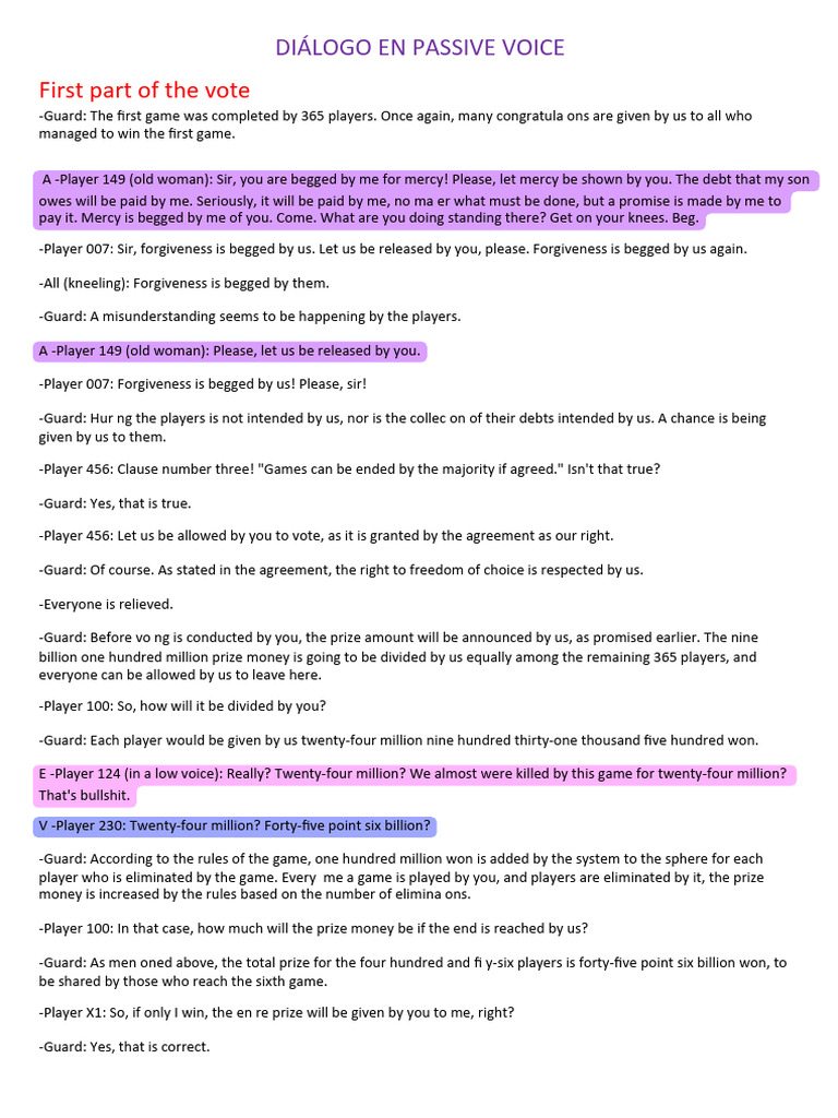 First Game Voting Dialogue Analysis | PDF