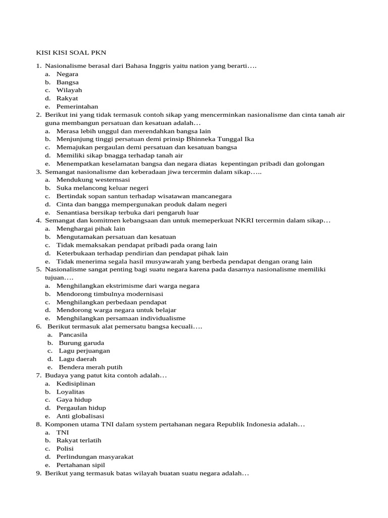 Kisi Kisi PKN 2024 | PDF