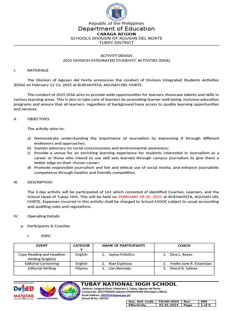 DISA 2025 | PDF | Journalism | Learning