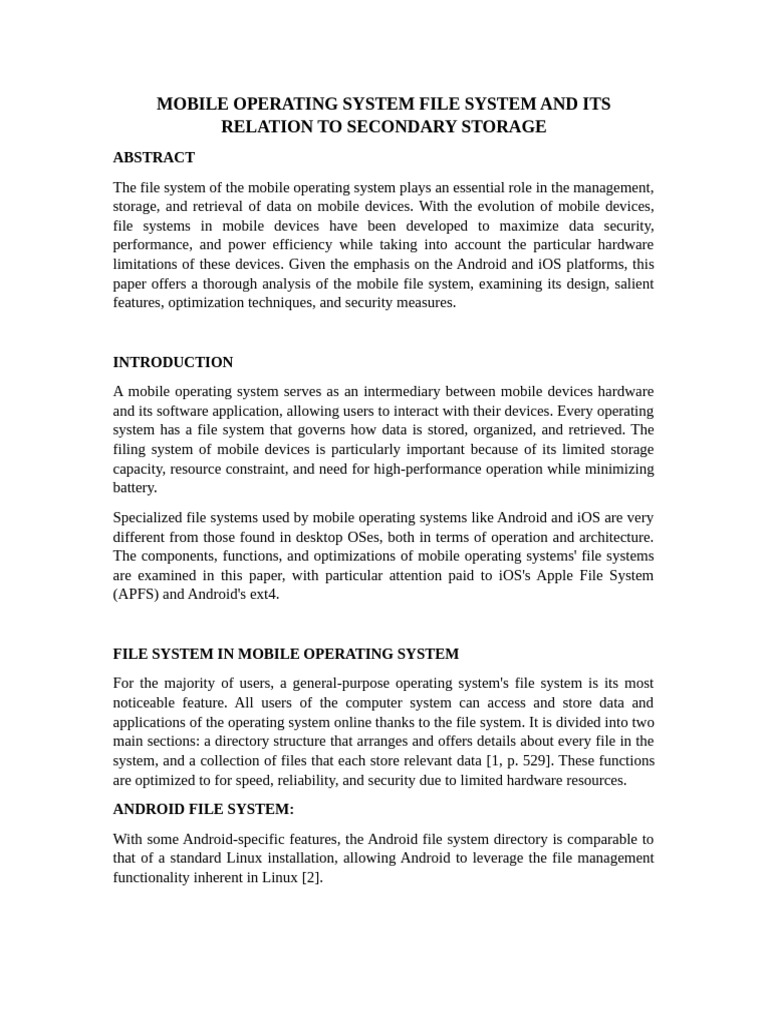 Mobile File Systems: Android & iOS Analysis | PDF | File System | Operating System