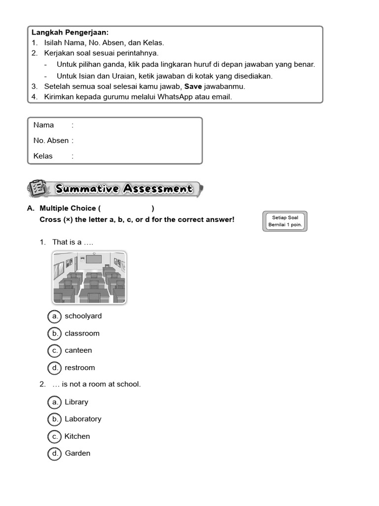 SD Bahasa Inggris 3-2 Summative Assessment Unit 6 | PDF | Human Communication | Learning