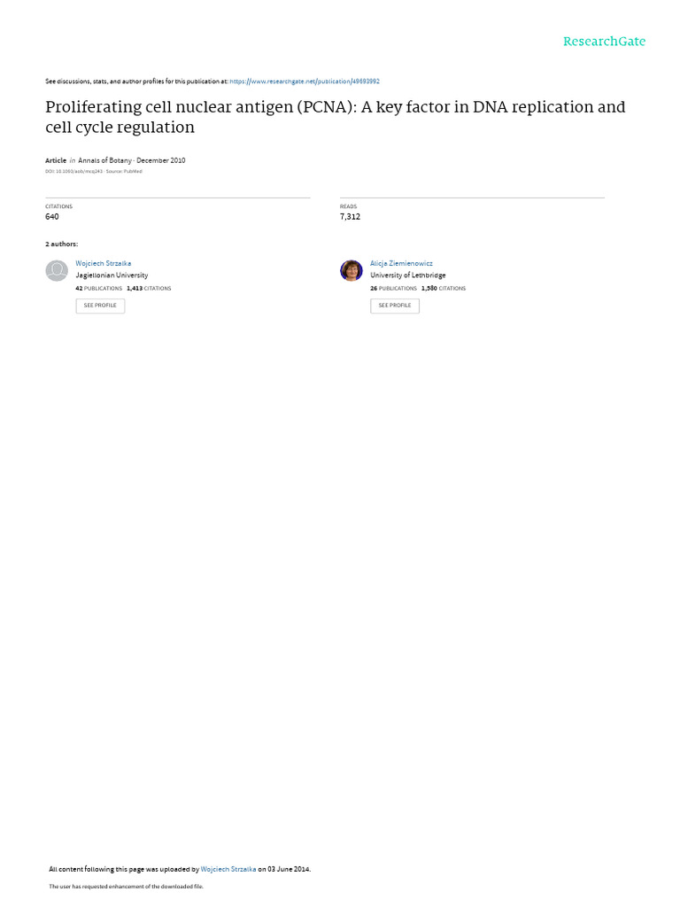 Proliferating_cell_nuclear_antigen_PCNA_A_key_fact | PDF | Dna ...