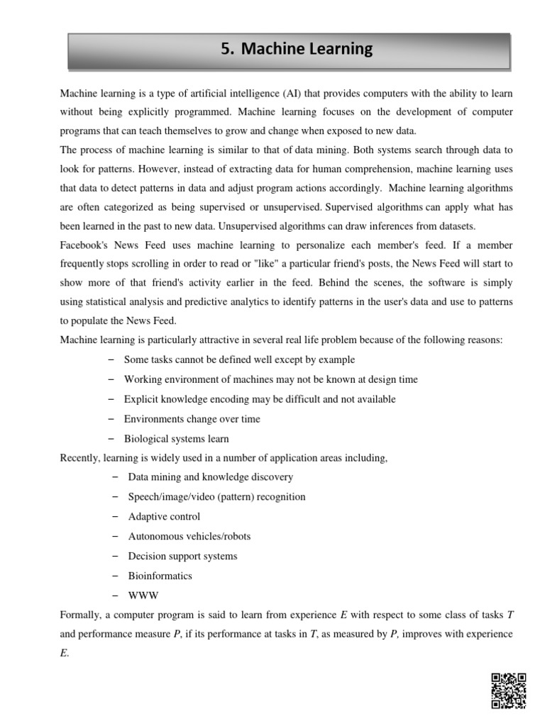 Chapter 5 Artificial Intelligence Notes | PDF | Machine Learning ...