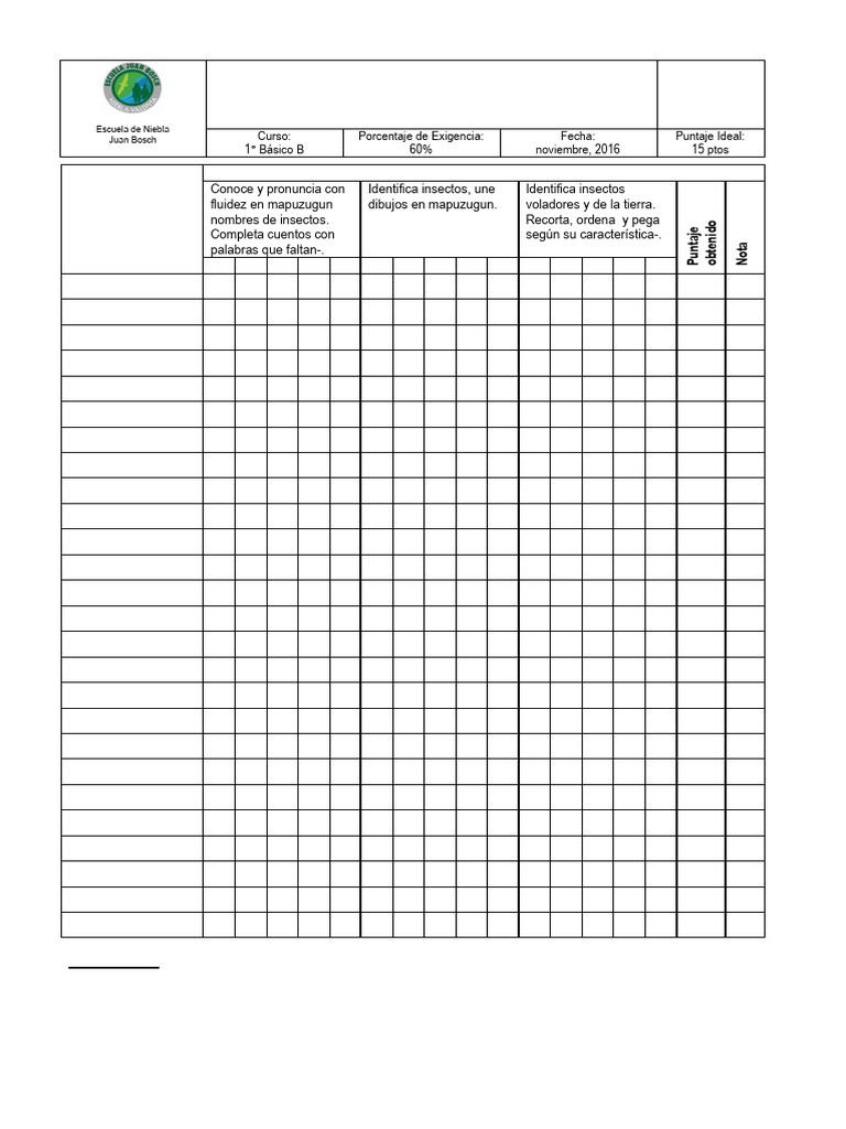 1° B Cotejo Evaluacion Escrita y Oral Isike | PDF