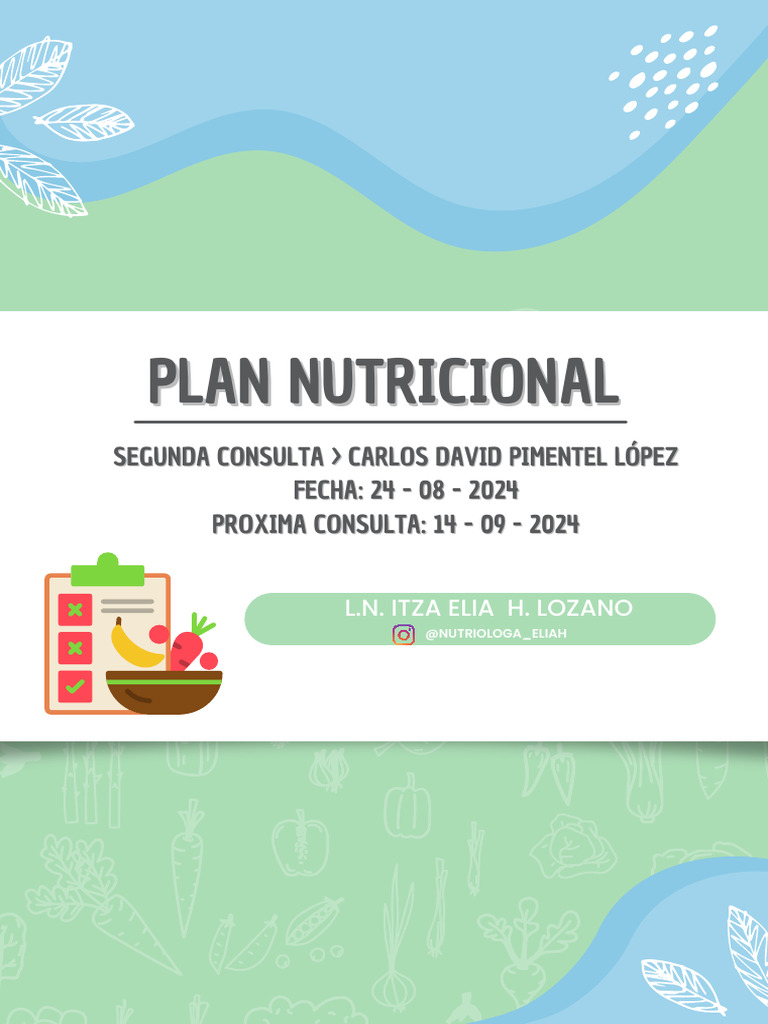 2C Carlos David_Plan de Alimentación | PDF | Vegetales | Alimentos