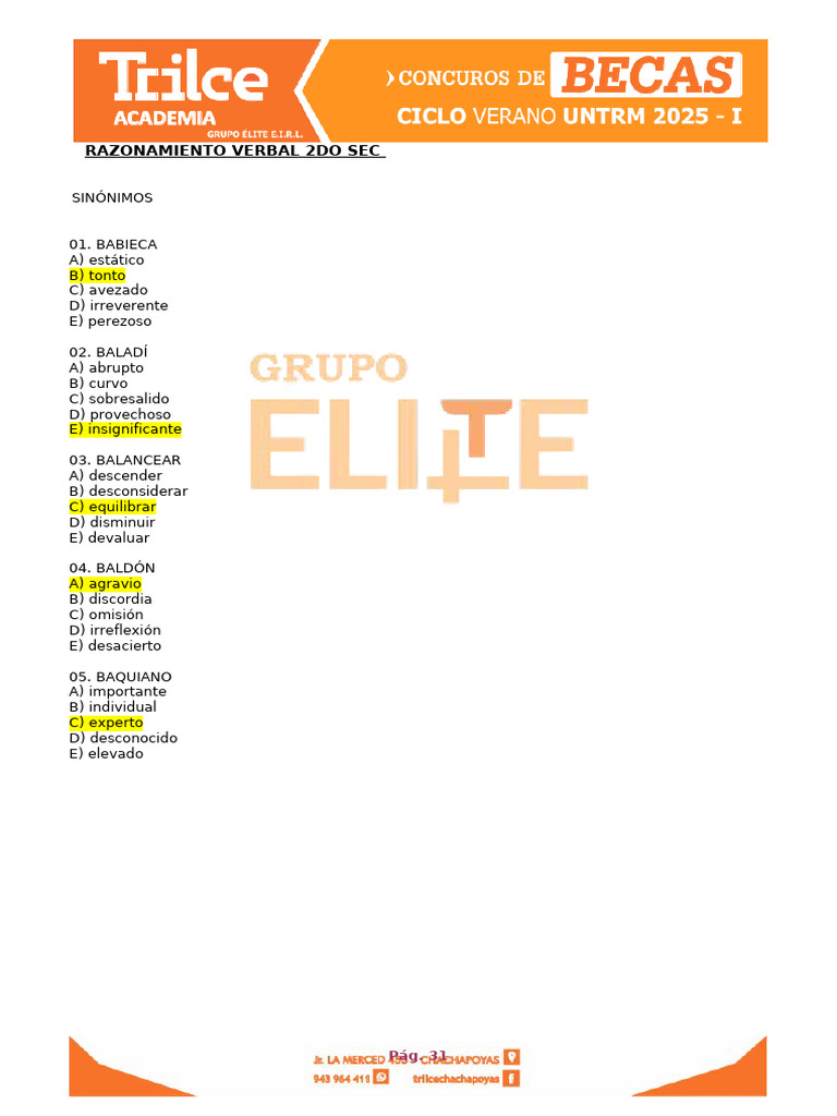 Simulacro RV 2dosec Iv | PDF