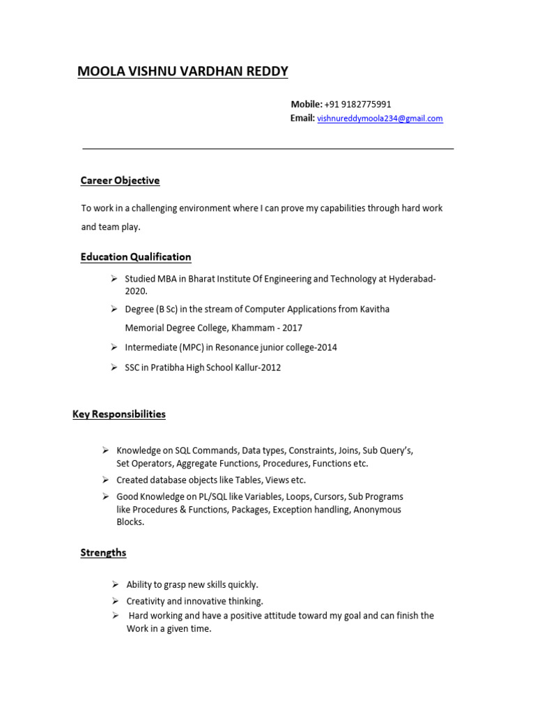 Vishnu Resume Sqlf Pdf 