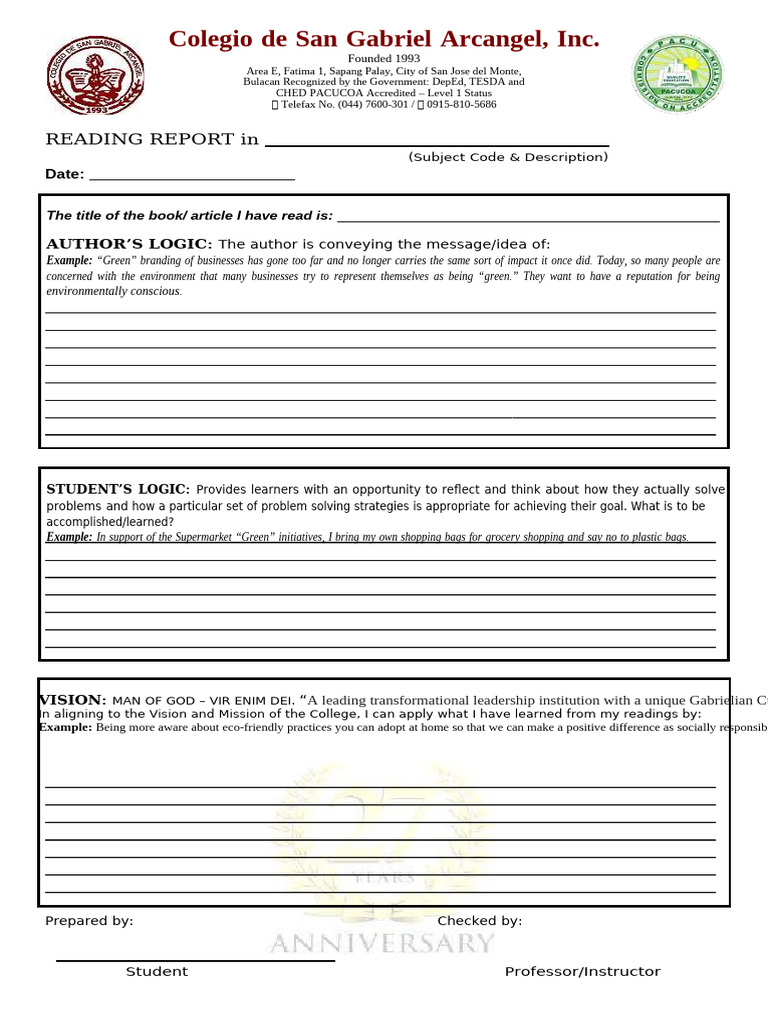 Reading Report and Learners Diary | PDF