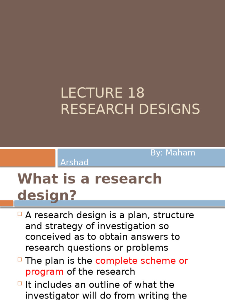 Understanding Research Designs: Types & Methods | PDF | Quantitative ...