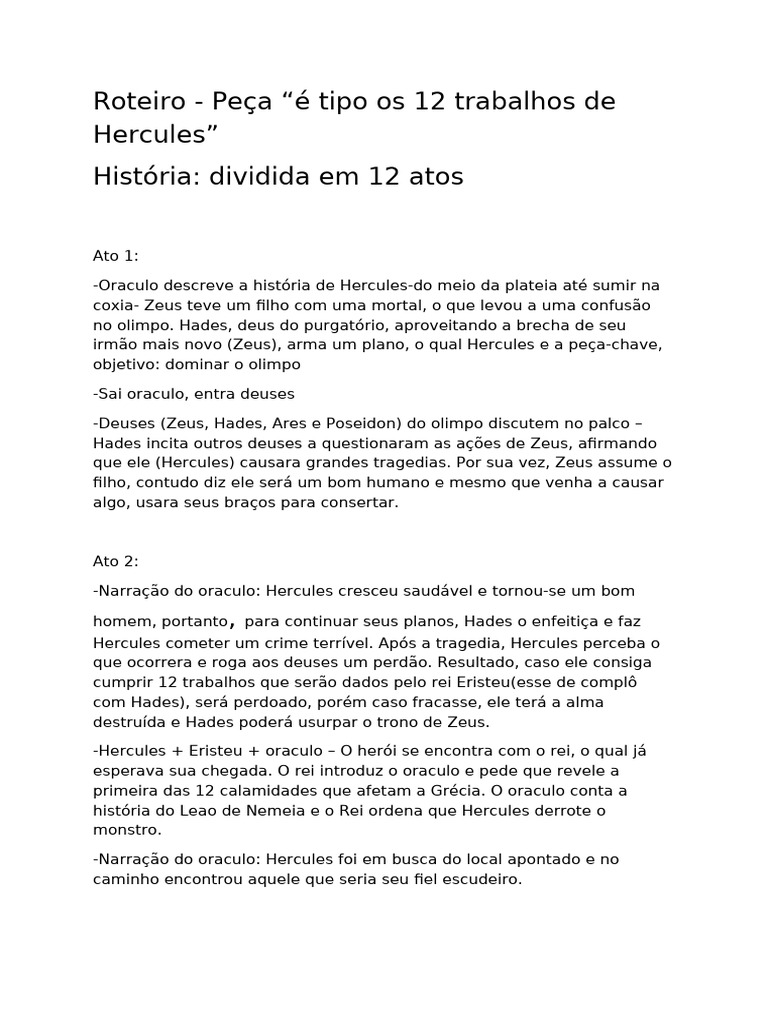 Tipo Os Doze Trabalhos de Hercules | PDF | Hades | Oráculo