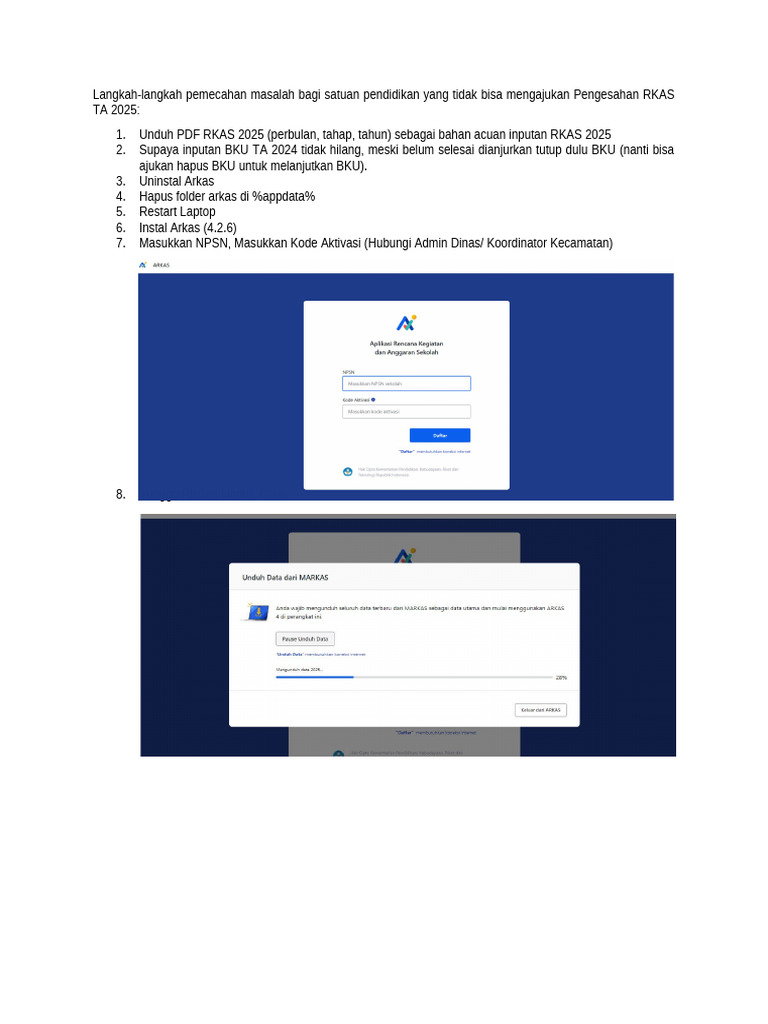 Langkah Pemecahan Masalah Gagal Pengajuan Pengesahan RKAS 2025 | PDF