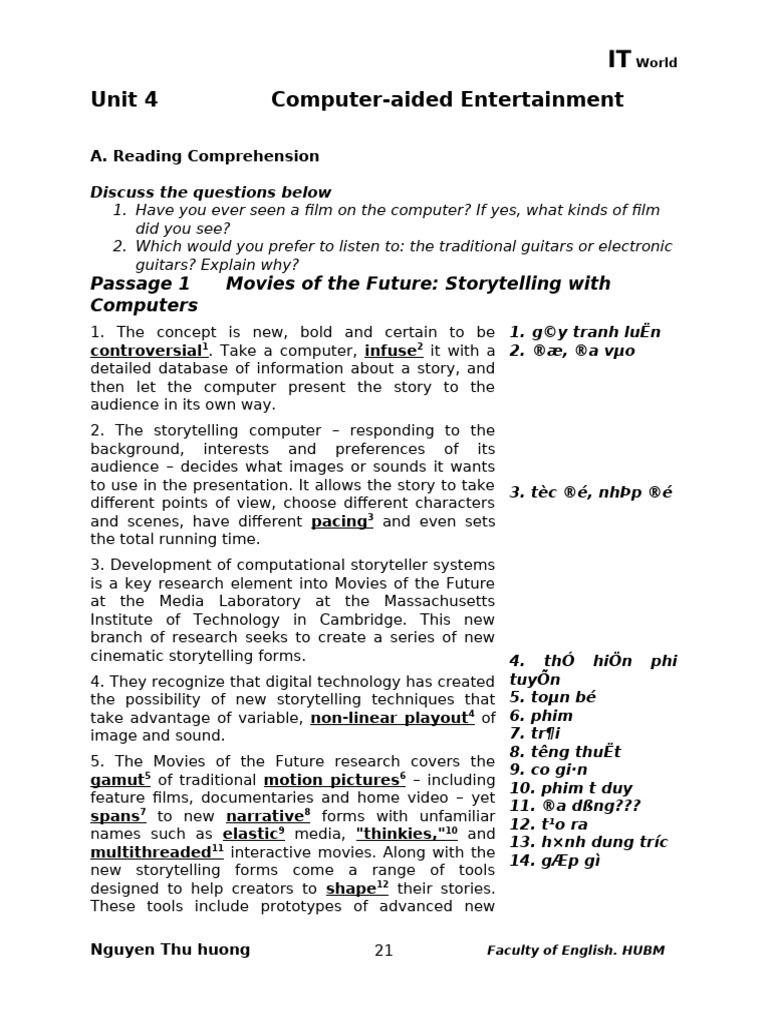 Unit 4 Entertainment | PDF | Sound Recording And Reproduction ...