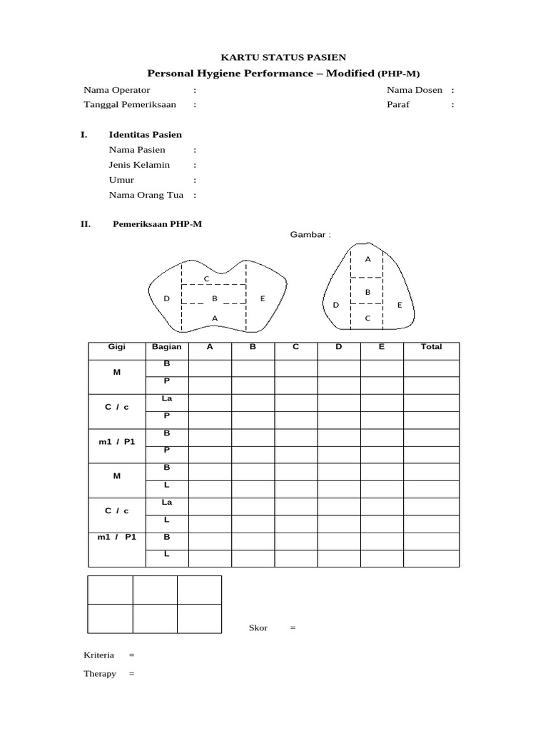 Kartu Status Pasien Gigi PHP-M | PDF