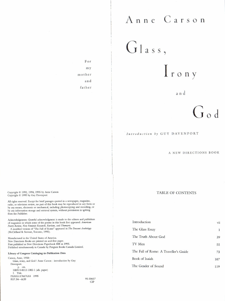 Anne Carson - The Gender of Sound (SINGLE CHAPTER From A Book) | PDF
