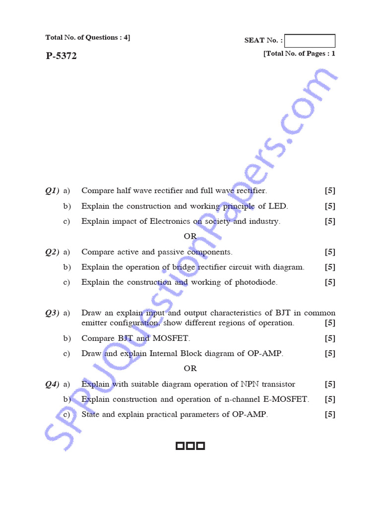 Be First Year Fe Engineering Semester 1 2023 October Basic Electronics Engineering Pattern 2019 ...
