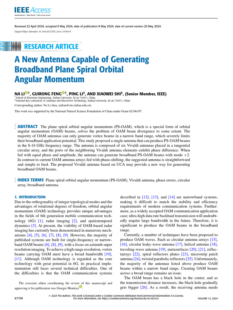 2 A New Antenna Capable Of Generating Broadband Plane Spiral Orbital