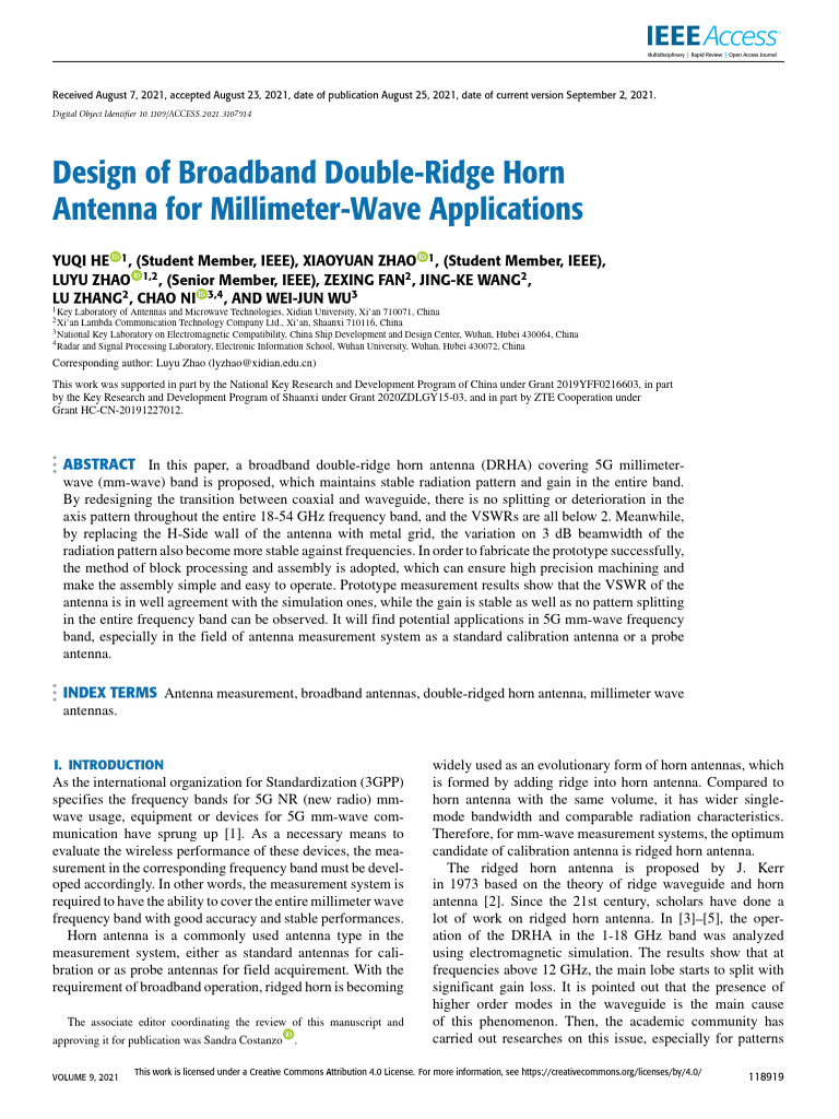 Broadband Double-Ridge Horn Antenna Design | PDF | Antenna (Radio ...