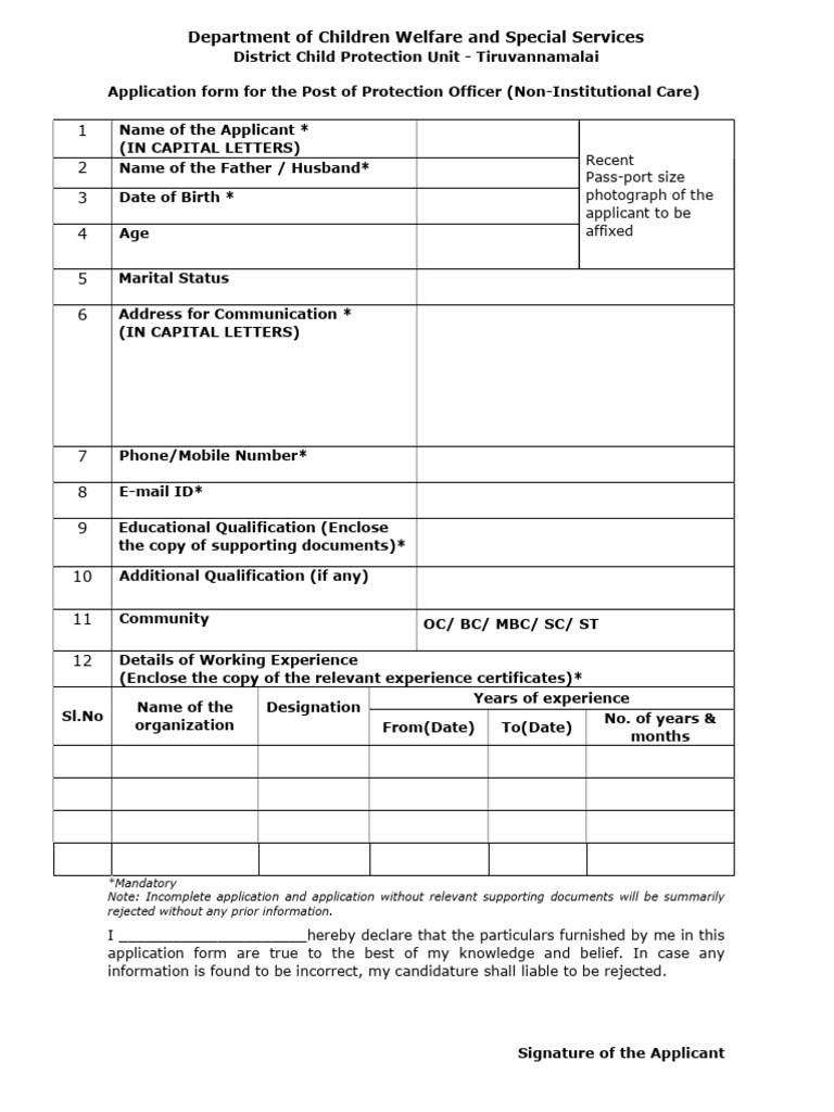 Application for Protection Officer Role | PDF