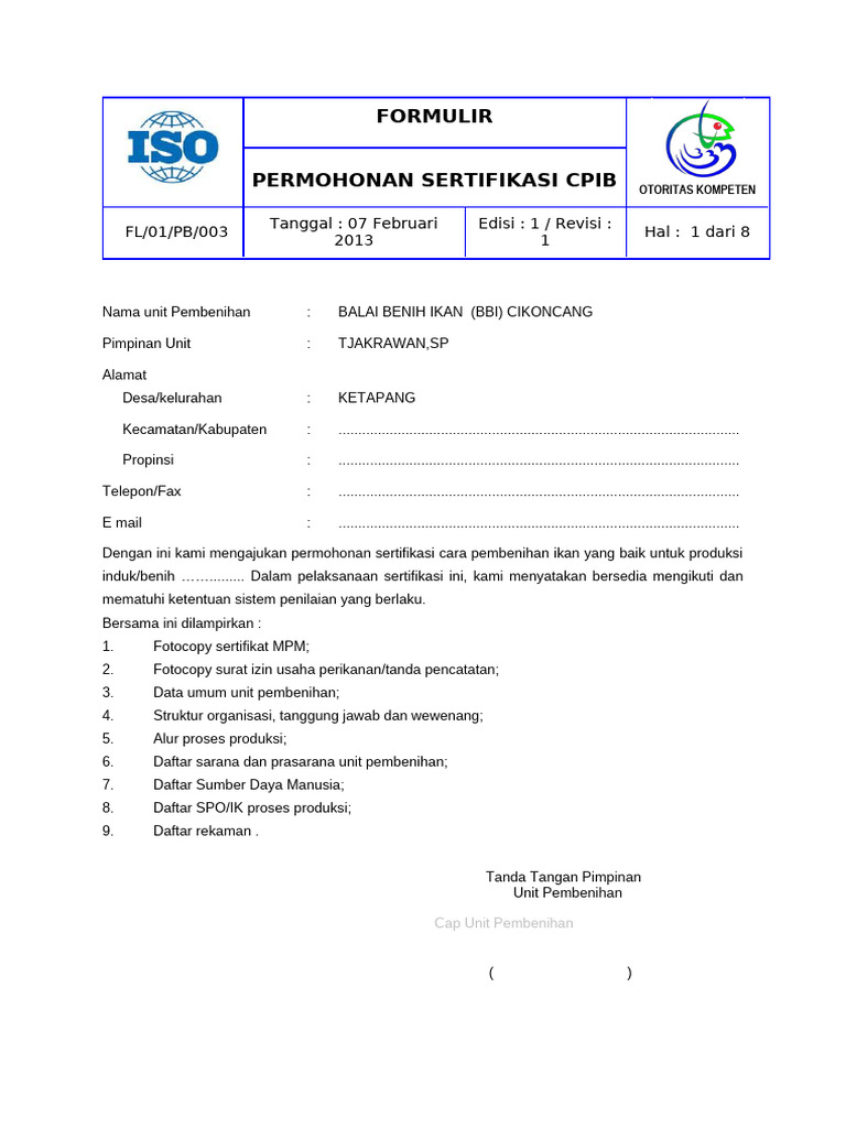 Form Cpib | PDF