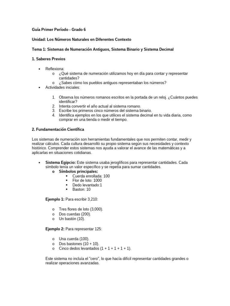 Guias Primer Periodo Matematicas | PDF | Ecuaciones | Números