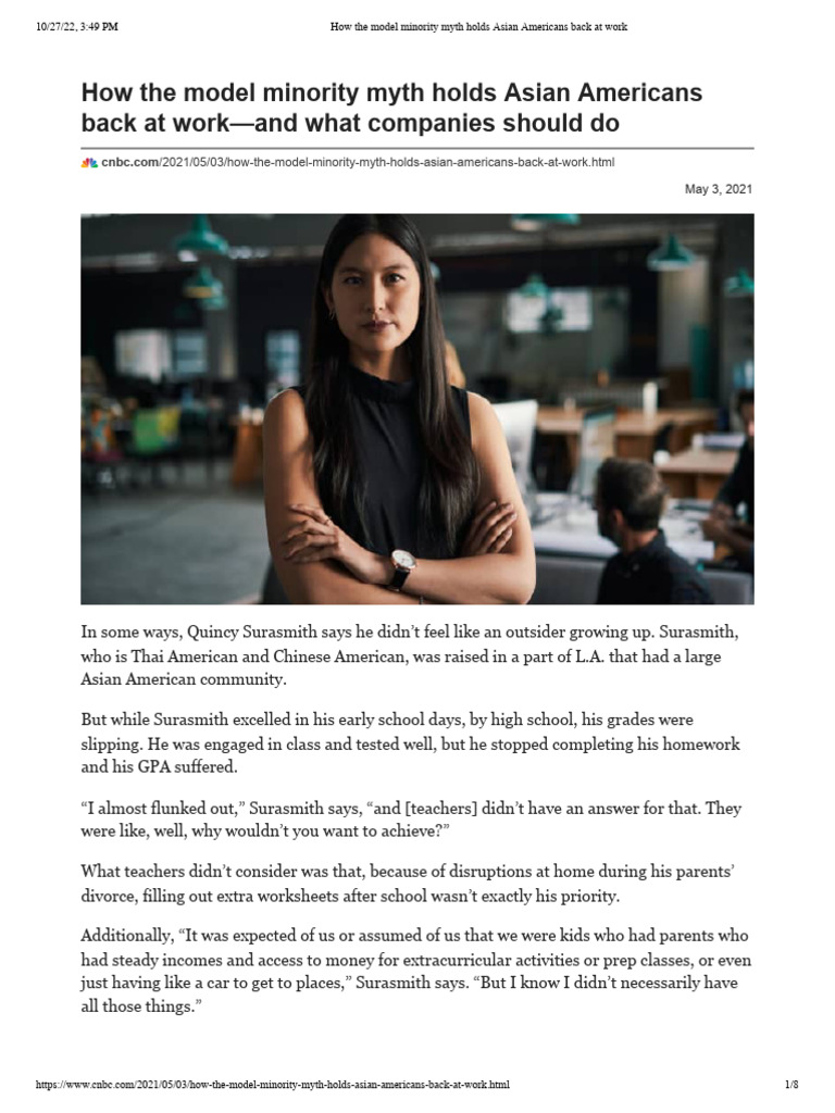 How The Model Minority Myth Holds Asian Americans Back at Work | PDF ...