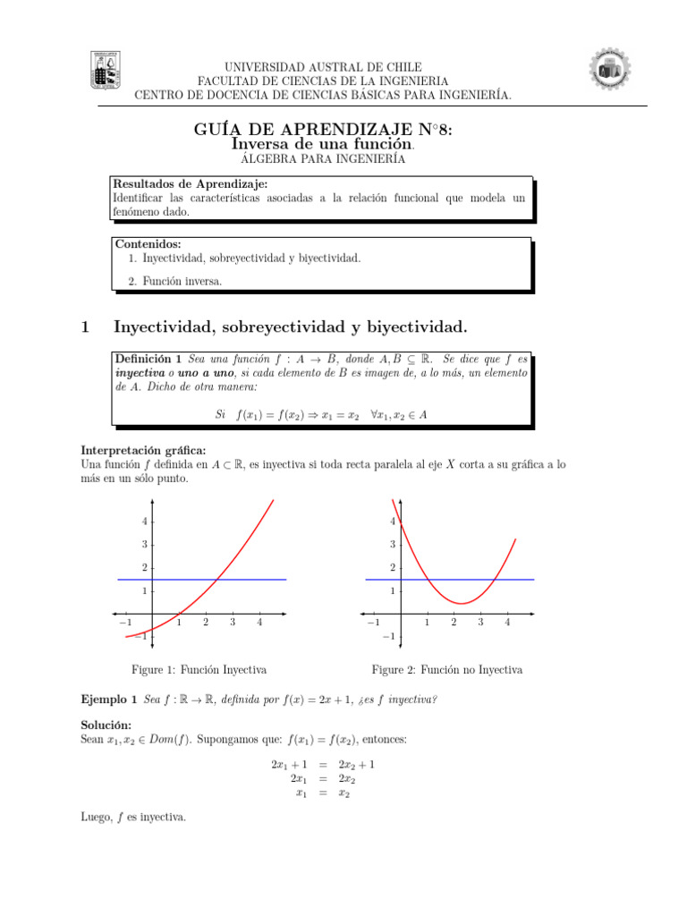 Guia de Aprendizaje 8 Funcion Inversa | PDF | Función (Matemáticas ...