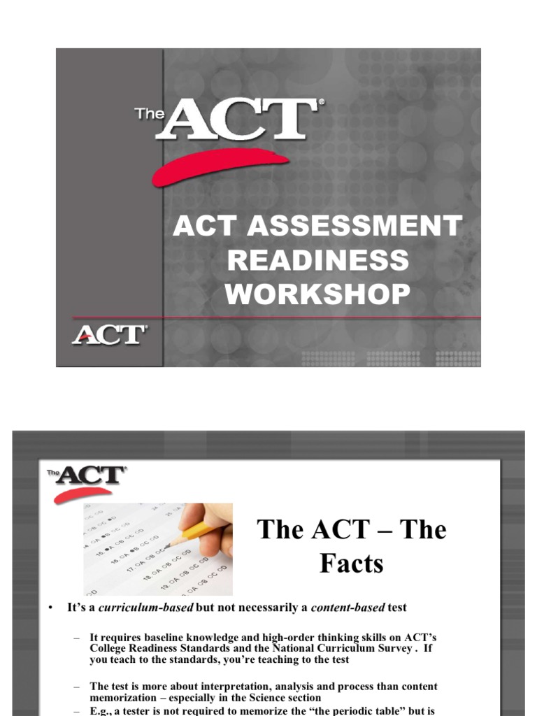 ACT Readiness Powerpoint | PDF | Act (Test) | Sat