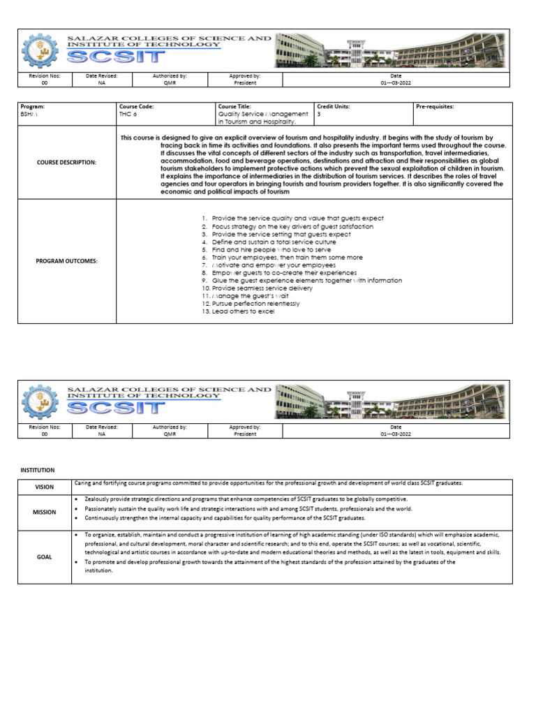 THC 6 revised syllabus | PDF | Altruism | Tourism