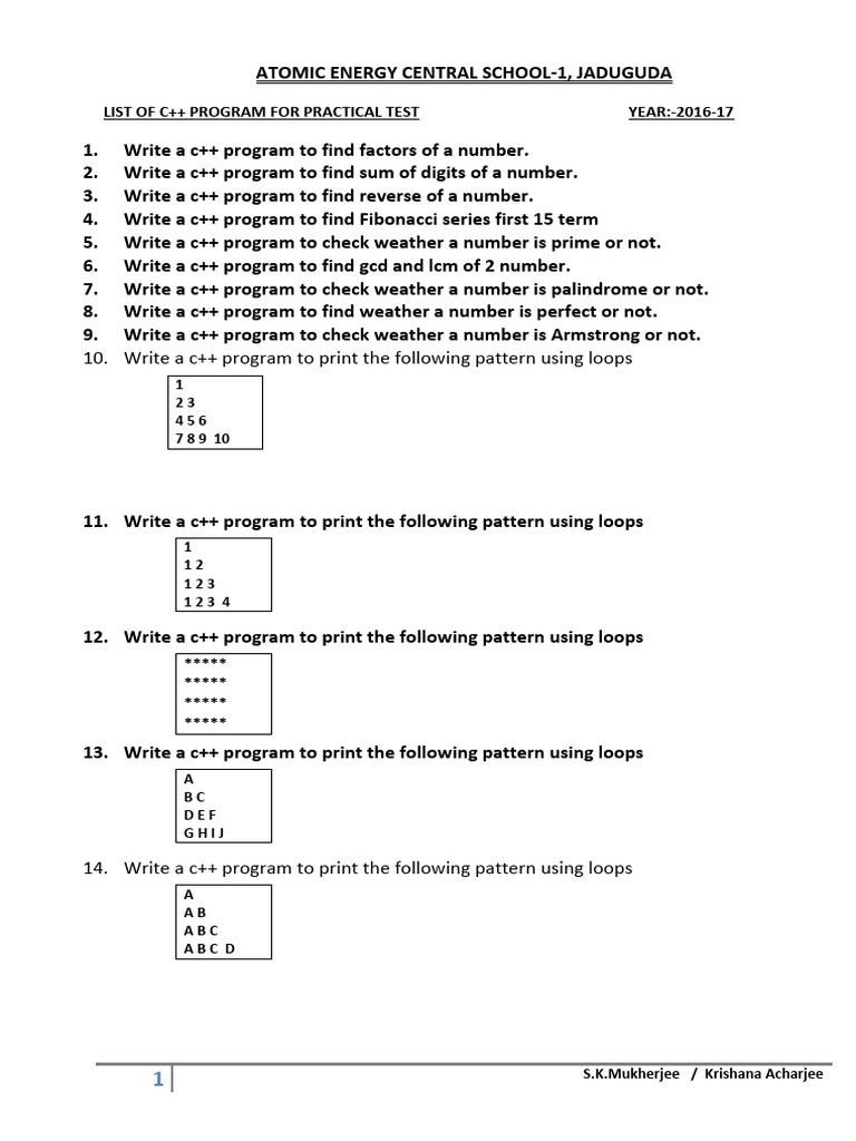 List of Practicals For Test | PDF | String (Computer Science) | Algebra
