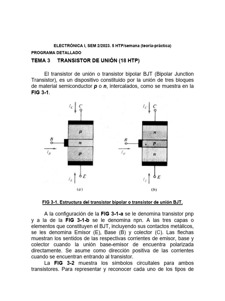 Electrónica I Tema 3 | PDF | Transistor de unión bipolar | Transistor