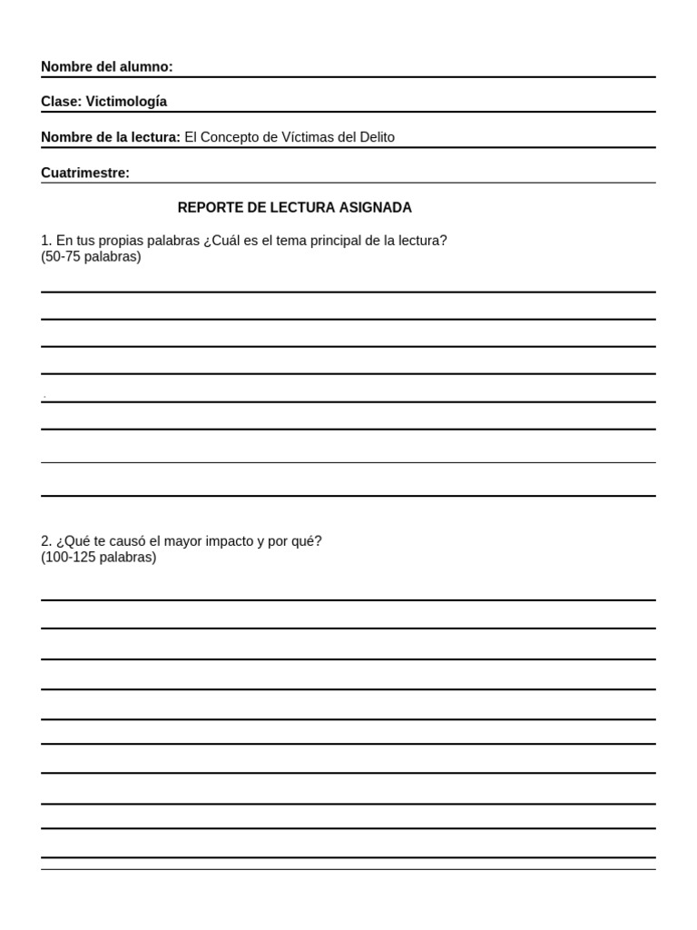 Formato Reporte de Lectura | PDF