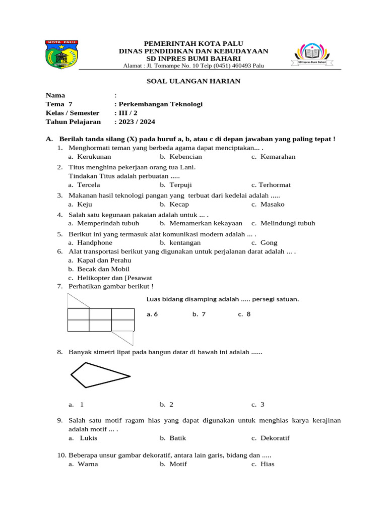 Soal UH Tema 7 Kelas 3 Semester 2 | PDF