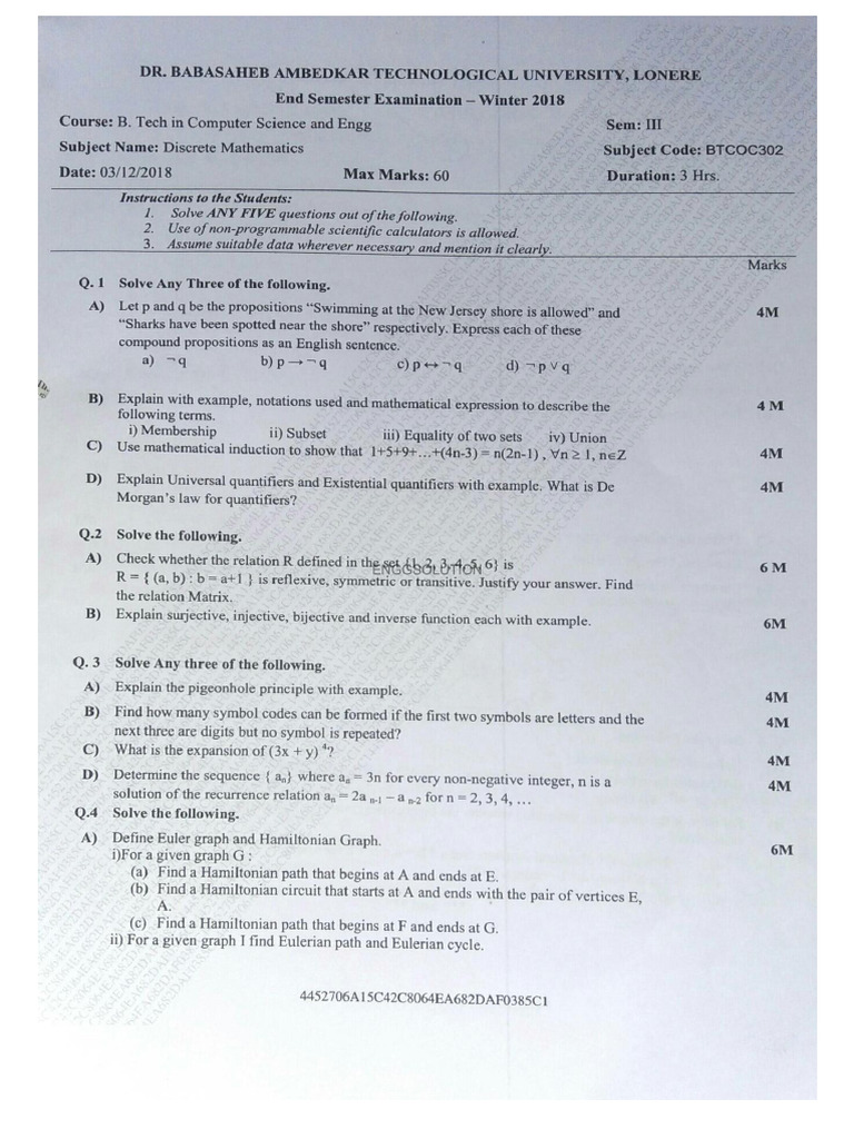 Question Papers of DMS | PDF