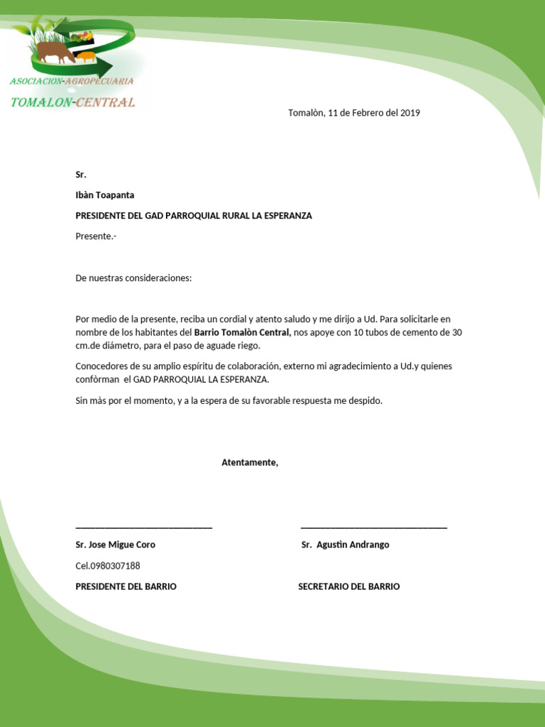 TOMALON-solicitud Apoyo | PDF